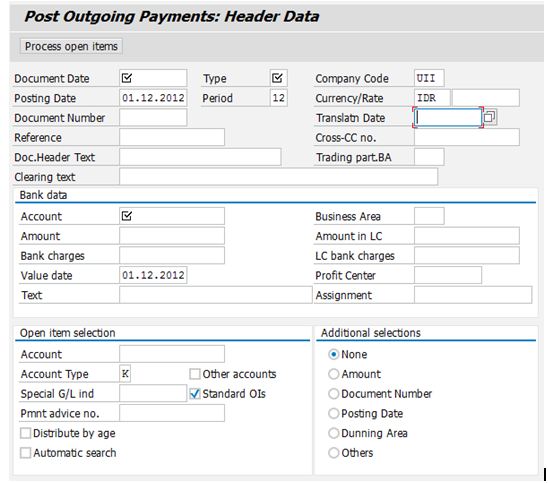 F-53 (Post Outgoing Payment) - SAP