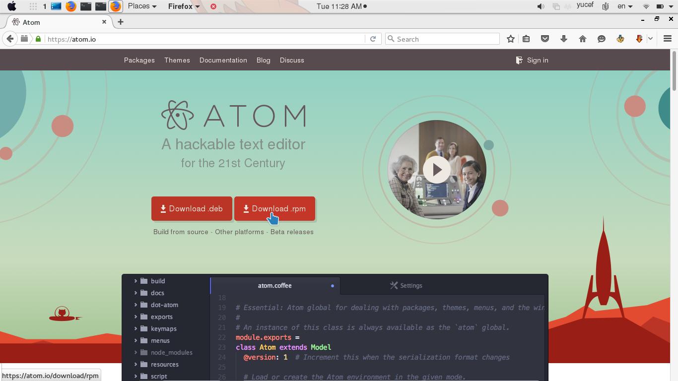 تثبيت برنامج atom على فيدورا - فيدورا بالعربي