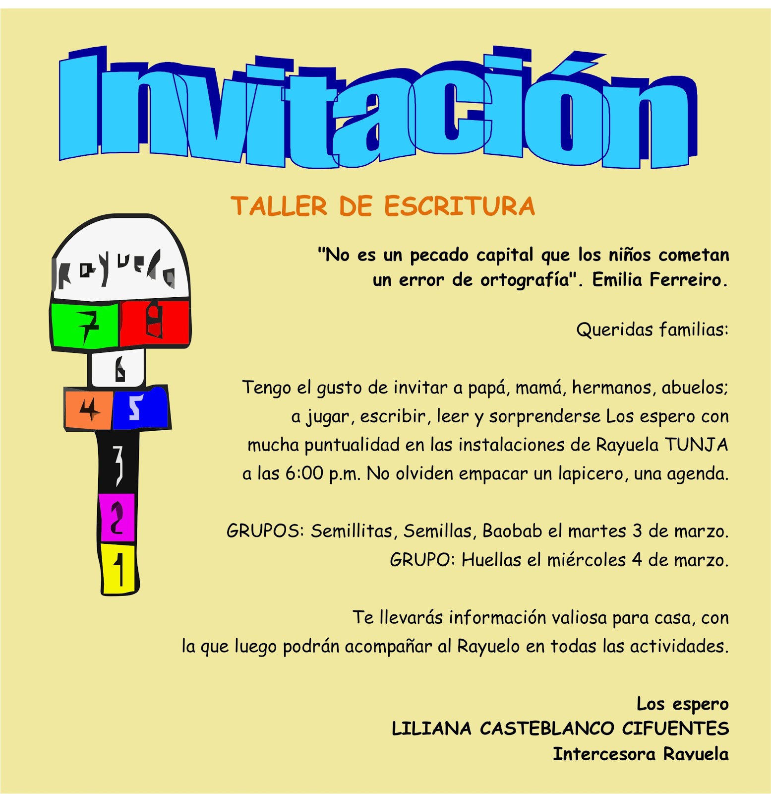 TALLER DE ESCRITURA | Fundación Pedagógica Rayuela