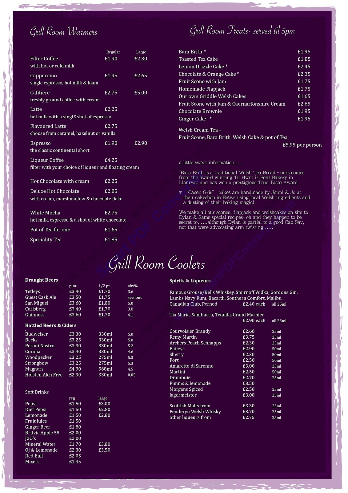 News Leaves: New Summer Grill Room Menu