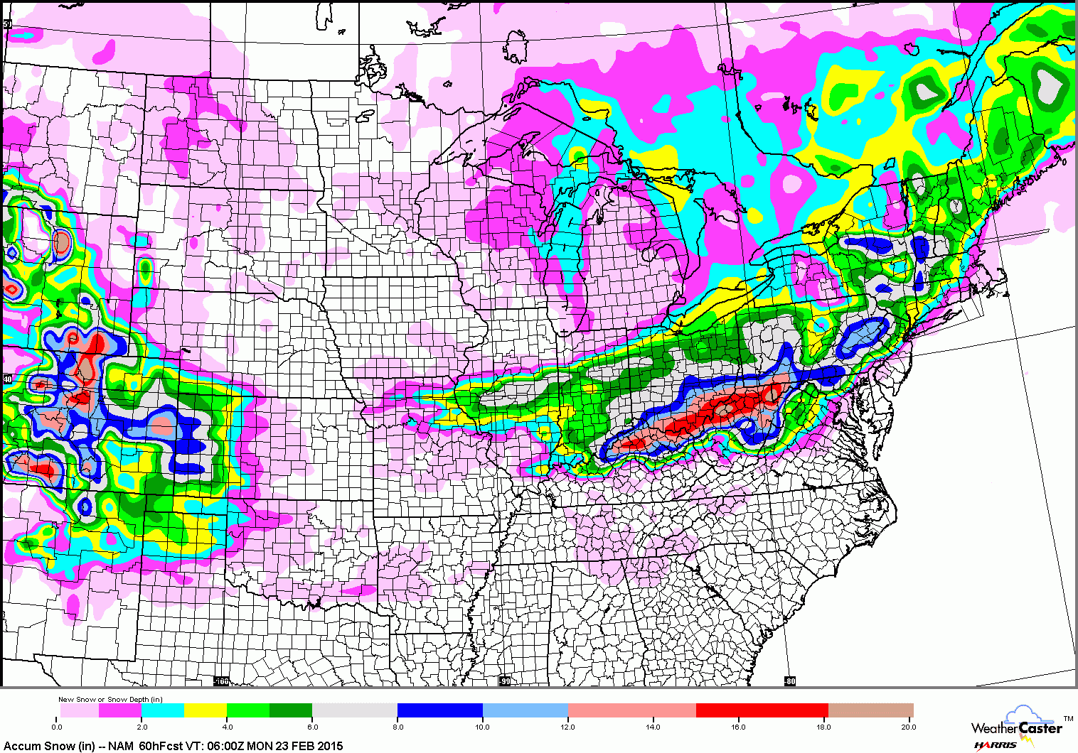 The EDGE Weather: Latest Short-Range American Model Snowfall Map