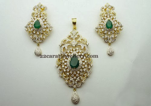 Diamond Locket Suitable Earrings - Jewellery Designs