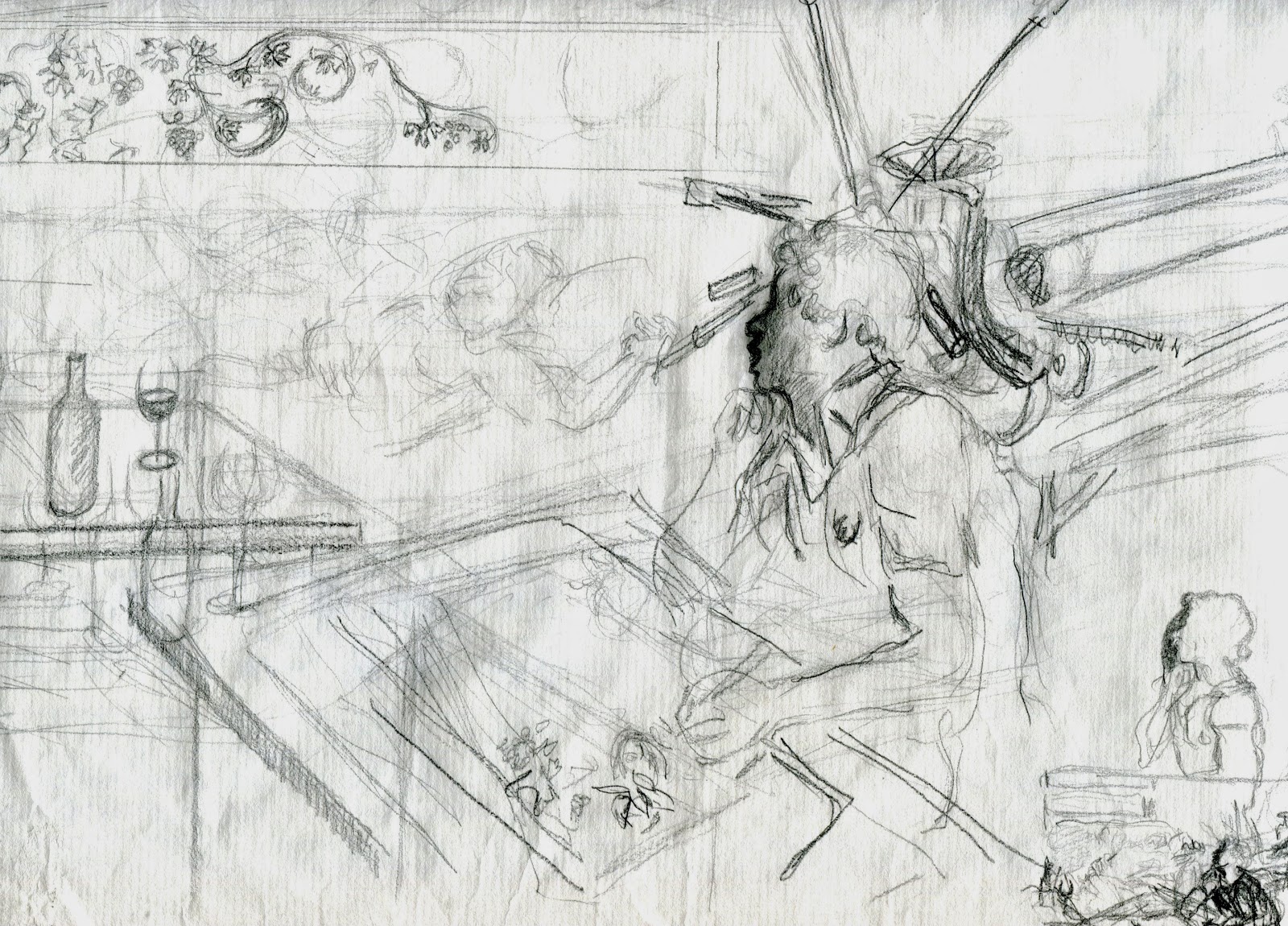 Carmelo Serrano fresco painter: 2 engravings: Apollo and Dionysus