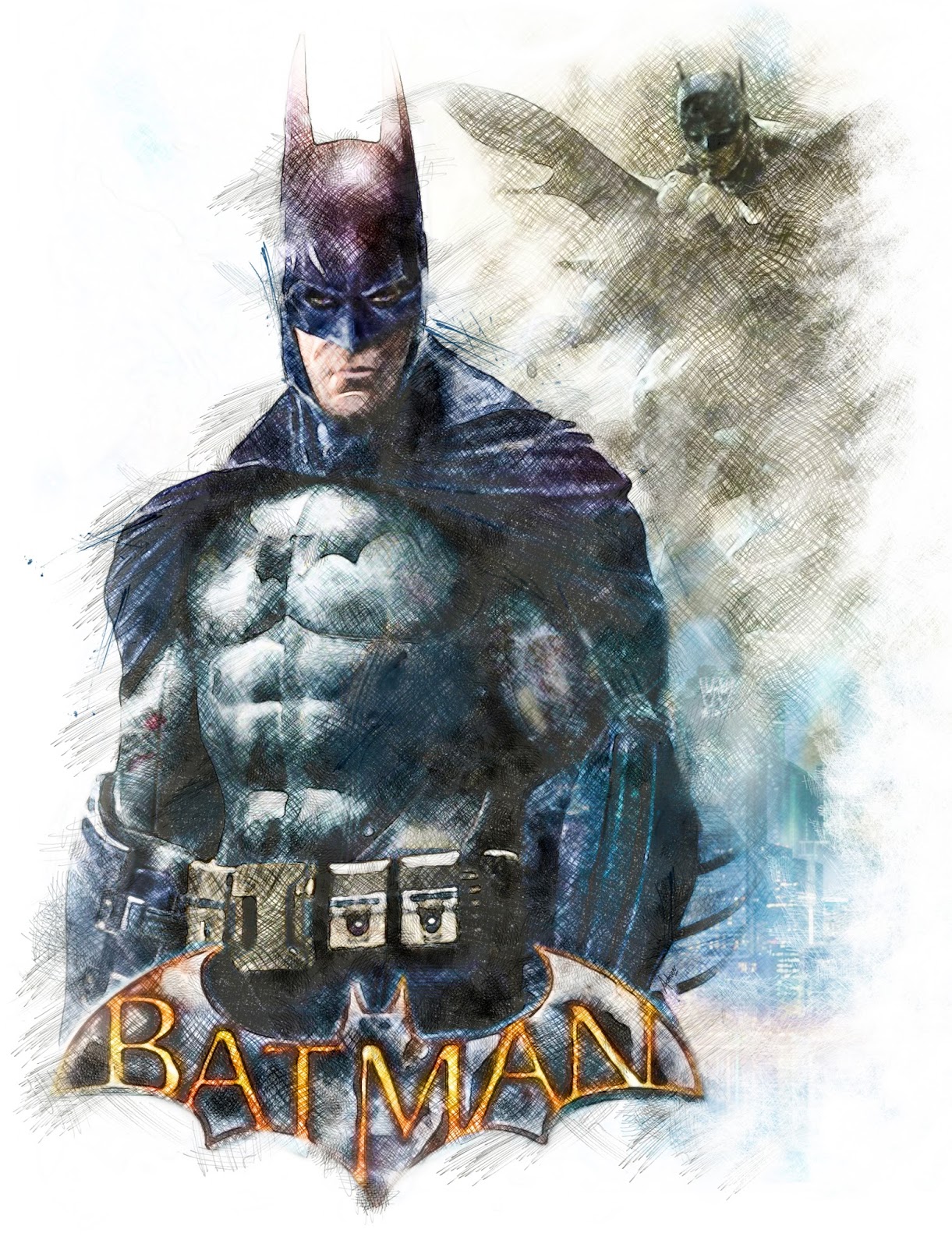 Sempre fazendo arte.: BATMAN - Técnica lápis colorido e aquarela.