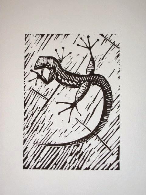 Sharon's Pics: Linocut lizards...