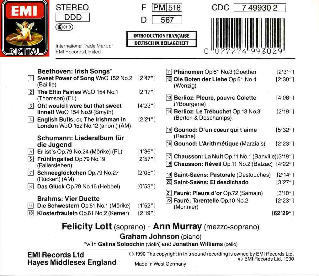 Mi Música Clásica: Felicity Lott, Ann Murray - Sweet Power of Song ...