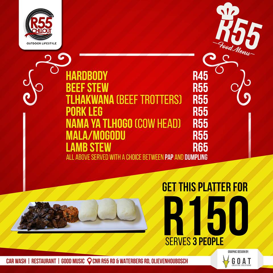 R55 CHILLOUT OUTDOOR LIFESTYLE: Menu