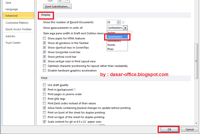 Cara Merubah Satuan Inchi ke Centimeter "Cm" di Ms Word dan Excel ...