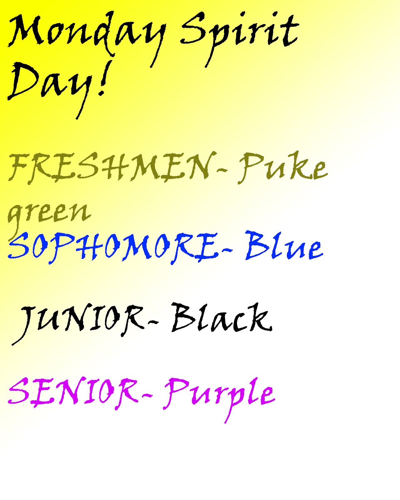 Amanda's Awesome Blog: Monday Spirit day poster