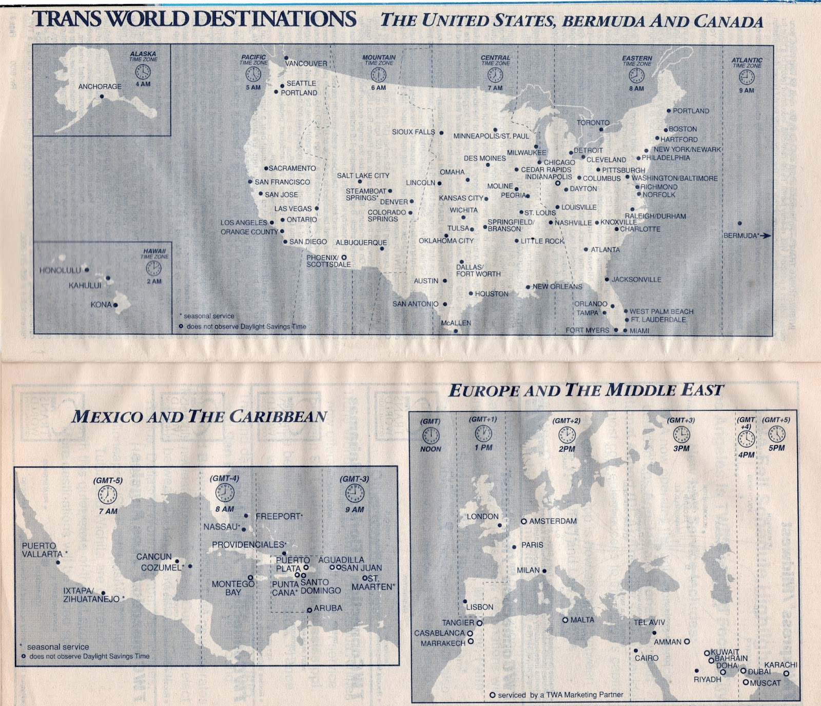 Airline Timetables: Trans World Airlines (TWA) - September, 2000