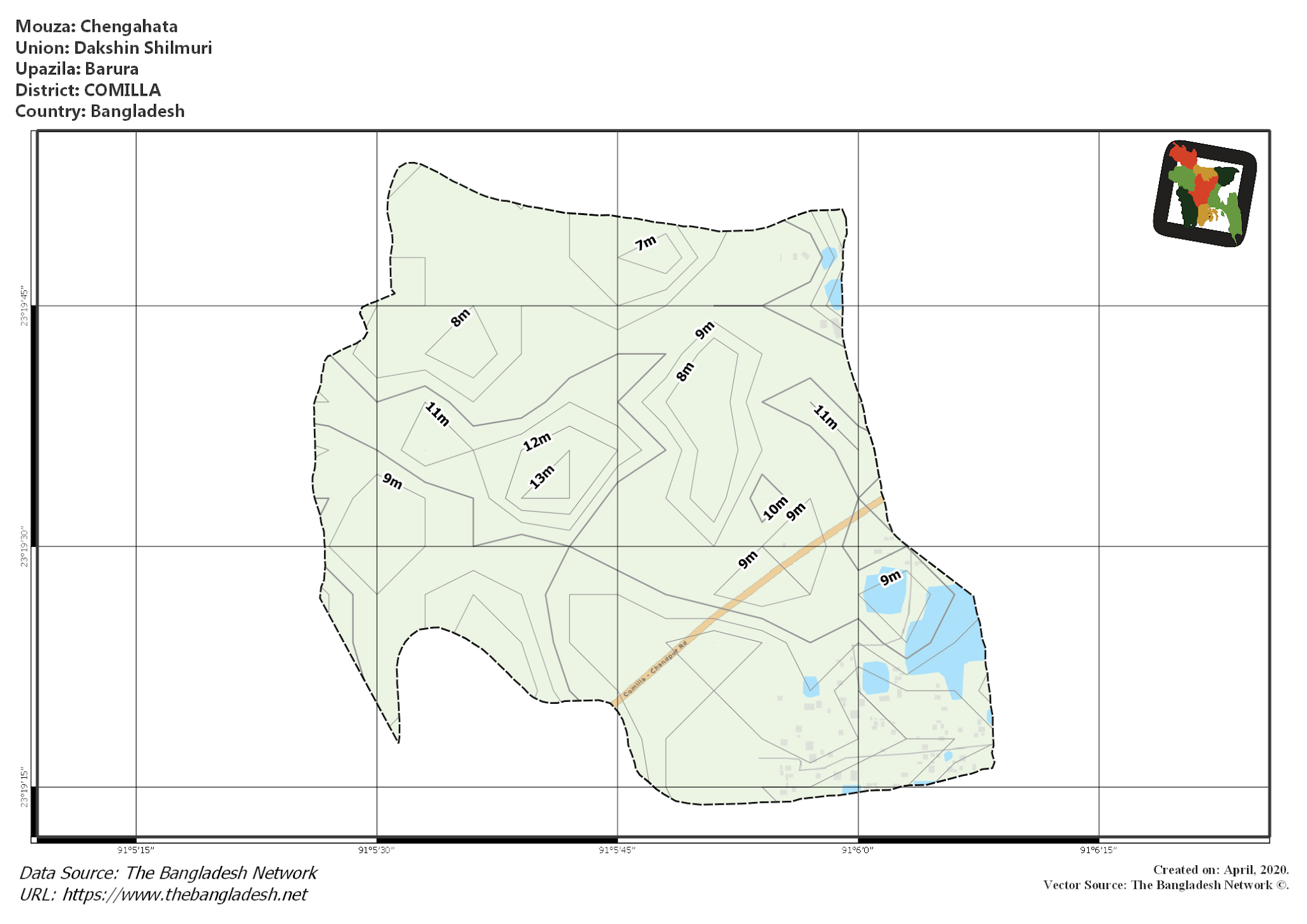 Map of Chengahata Mouza, Barura, Comilla