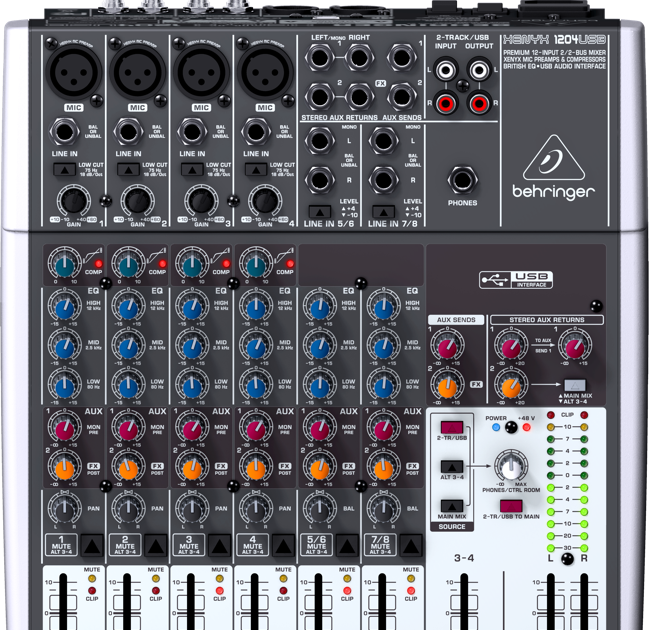 Pro Audio System: Behringer 1204USB 12-Channel Mixer