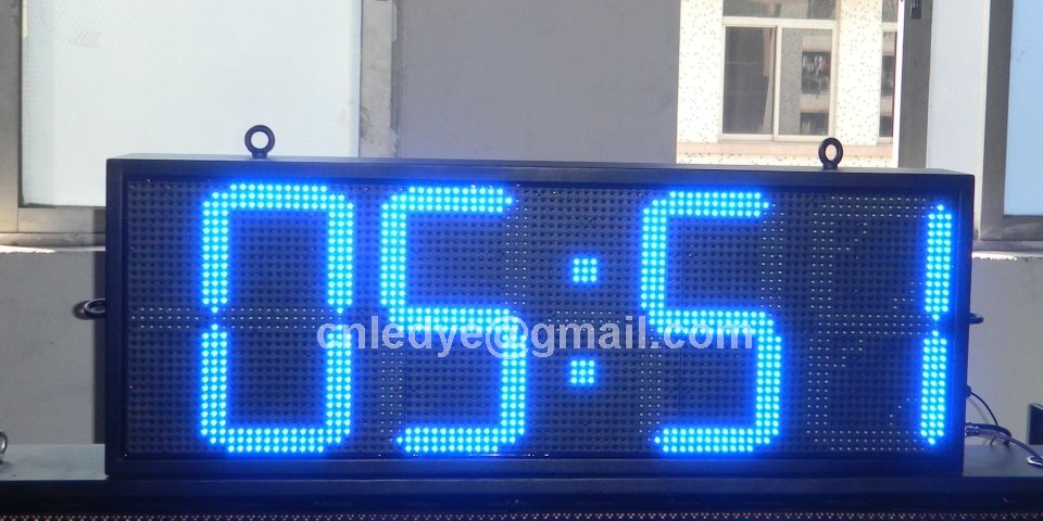 PetroLed: Large Blue led clock, Outdoor Led Time, Temperature Signs