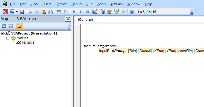 Tutorial VBA Powerpoint | Membuat Kotak Input (InputBox) VBA Powerpoint - Supervba