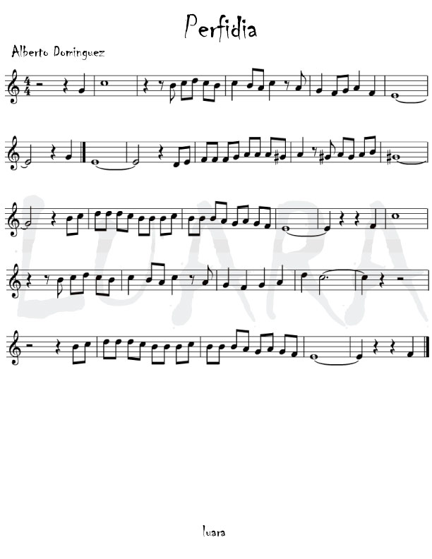 Partituras para Flauta: Partitura Perfidia, Alberto Dominguez