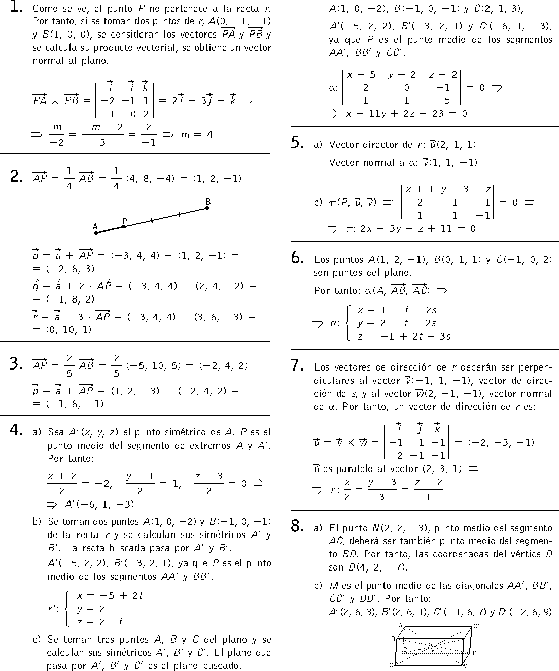 Ecuaciones De Rectas Y Planos Ejercicios Resueltos Matematicas 2