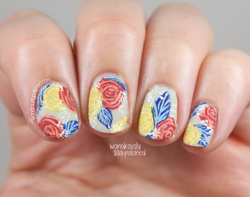 Wondrously Polished: NAGG - Day 7: Primary Colors, Rose Nail Art