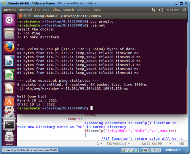 Example Use Of System Calls “fork ” “wait ” And “exec ” For Linux