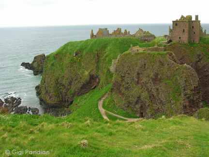 Gargoyle Girl: The Moss-Covered Dunnottar Castle Ruins
