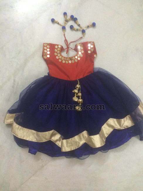 Blue Designer Mirror Frock - Indian Dresses