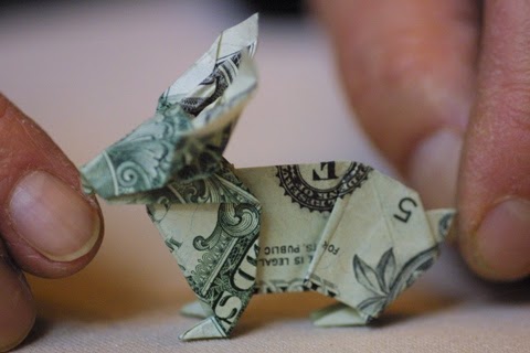 money origami bunny ~ instructions origami kids