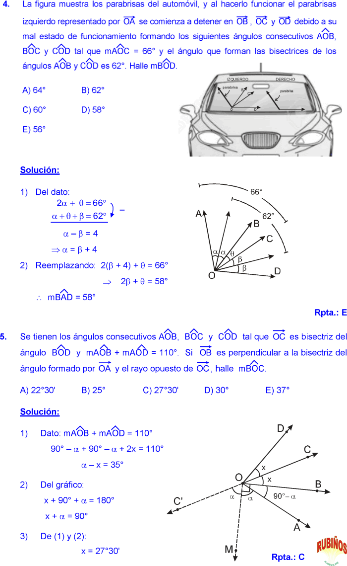 Ángulos ejercicios resueltos