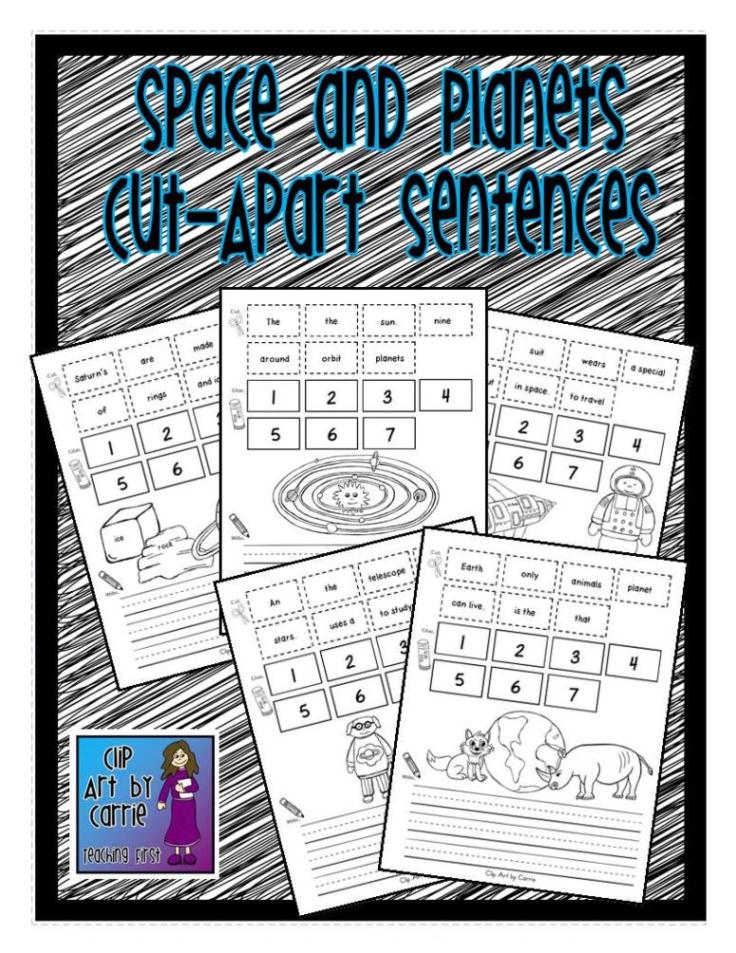 Clip Art by Carrie Teaching First: Space and Planets Cut Apart Sentences