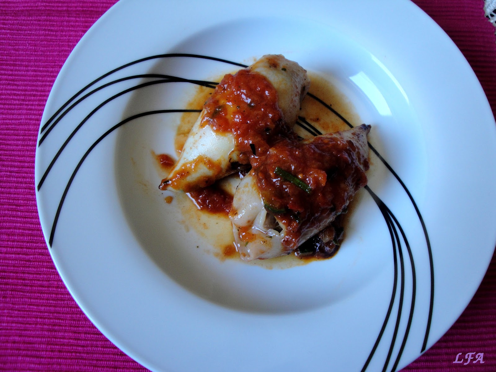 La Flor del Azafran: Chipirones rellenos de verdura