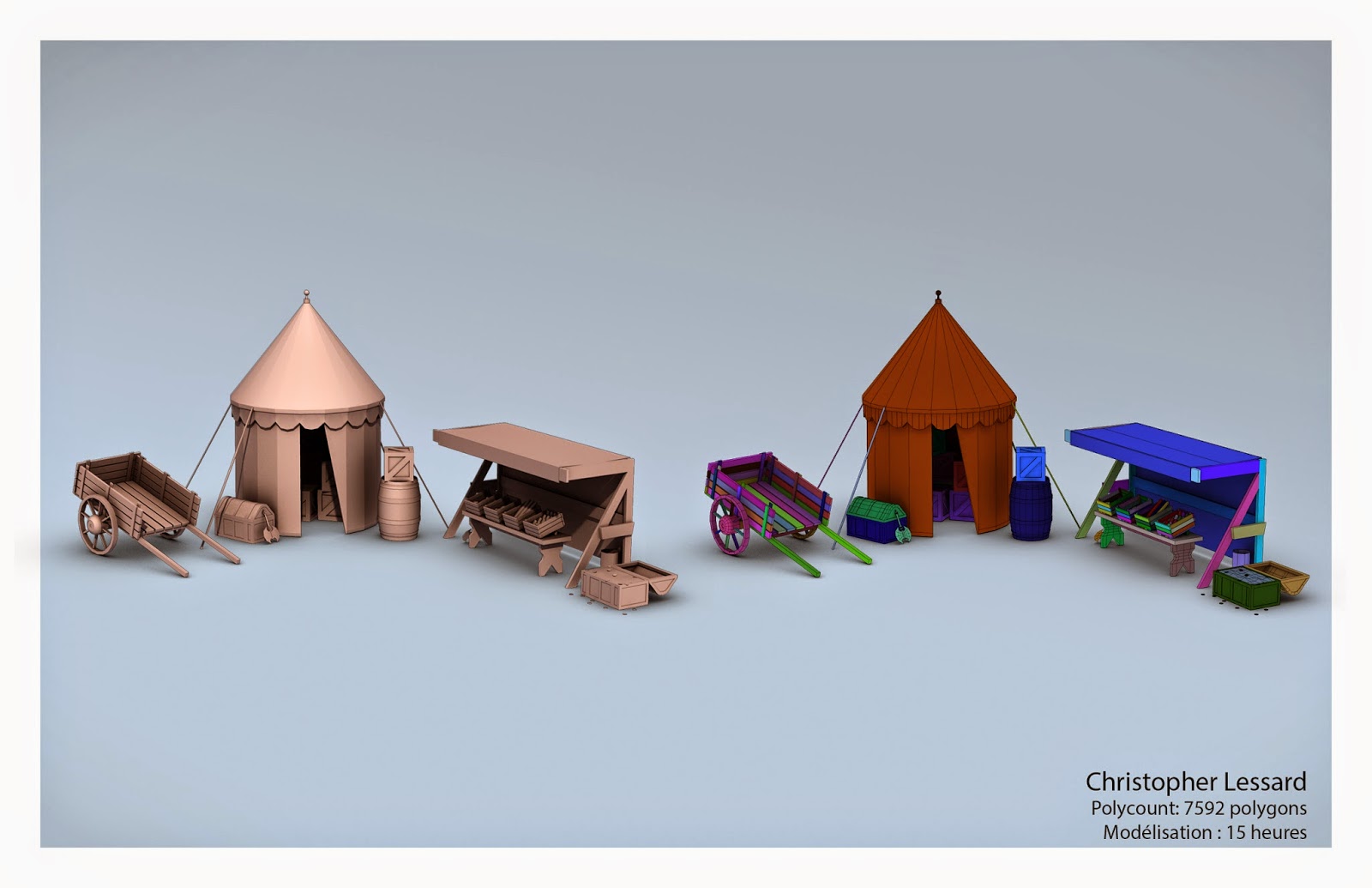 Christopher Lessard: Devoir Modélisation 3D I - Scène médiévale - Low Poly