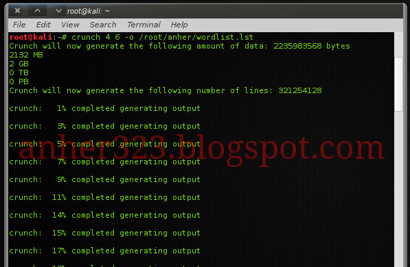 Cara Membuat Wordlist dengan Crunch di Kali Linux | Anherr Blog's