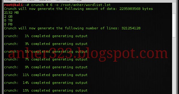 CRUNCH ON KALI LINUX