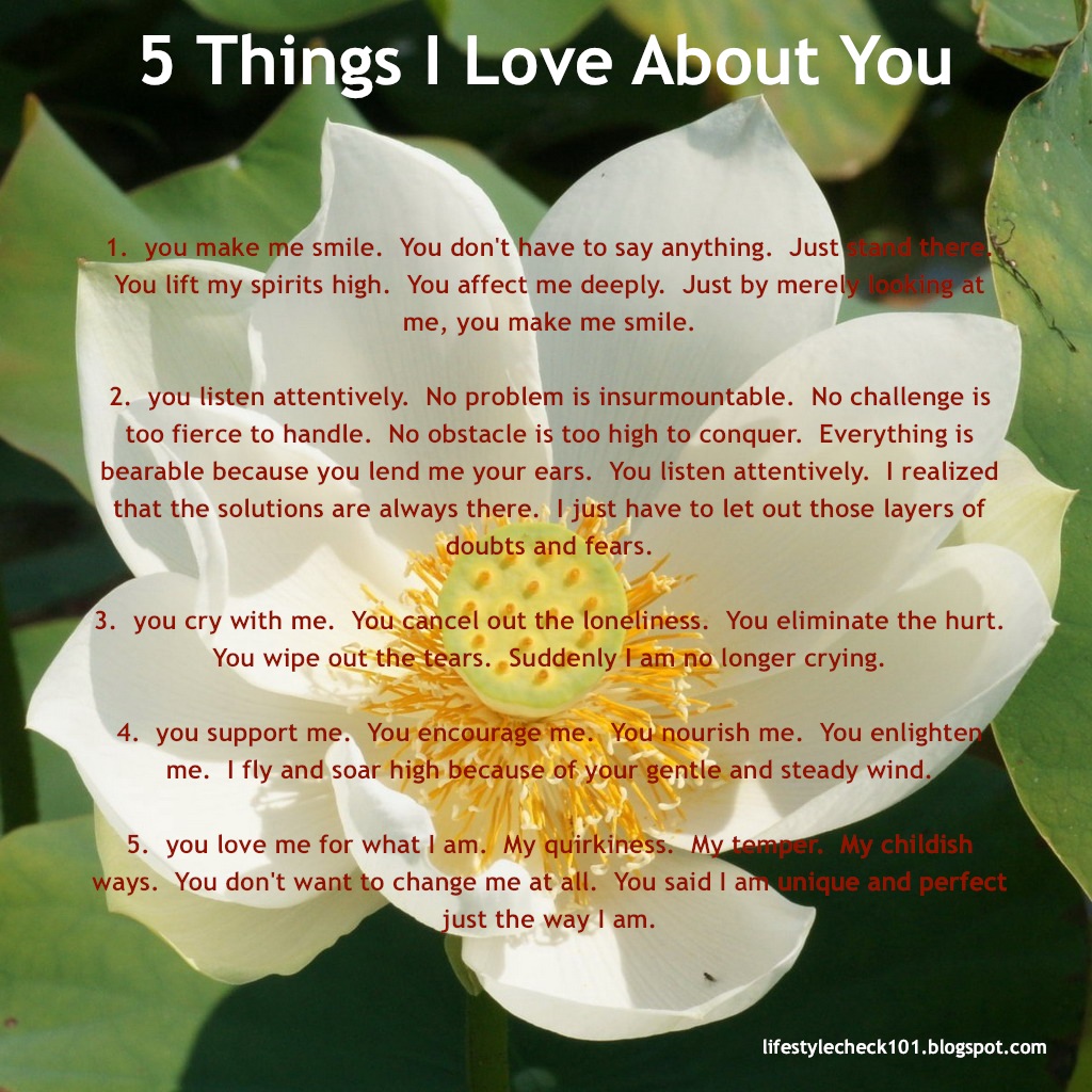 Lifestyle Check 101: 5 Things I Love About You