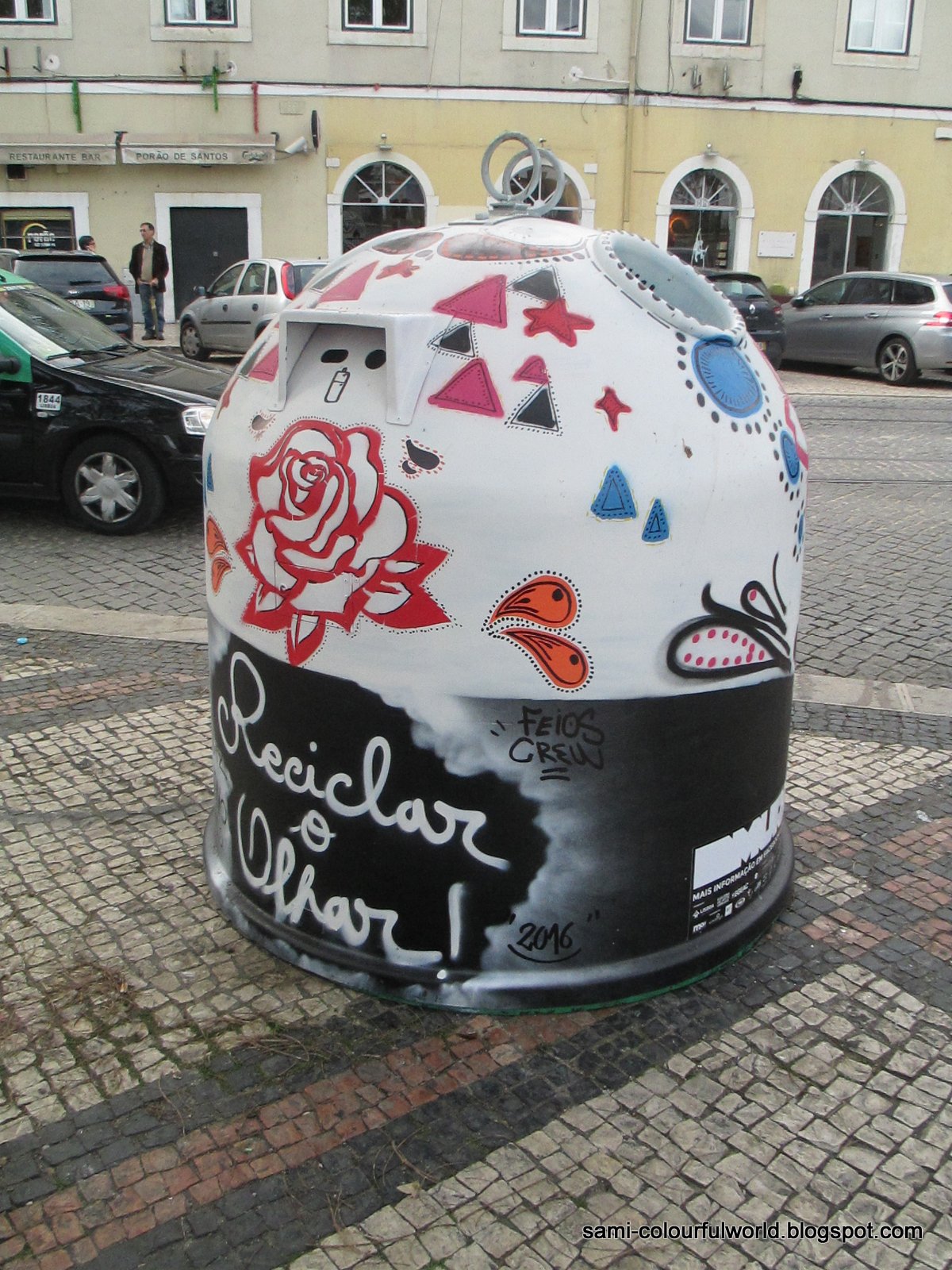 COLOURFULWORLD: Monday Mural - Recycling bins in Lisbon