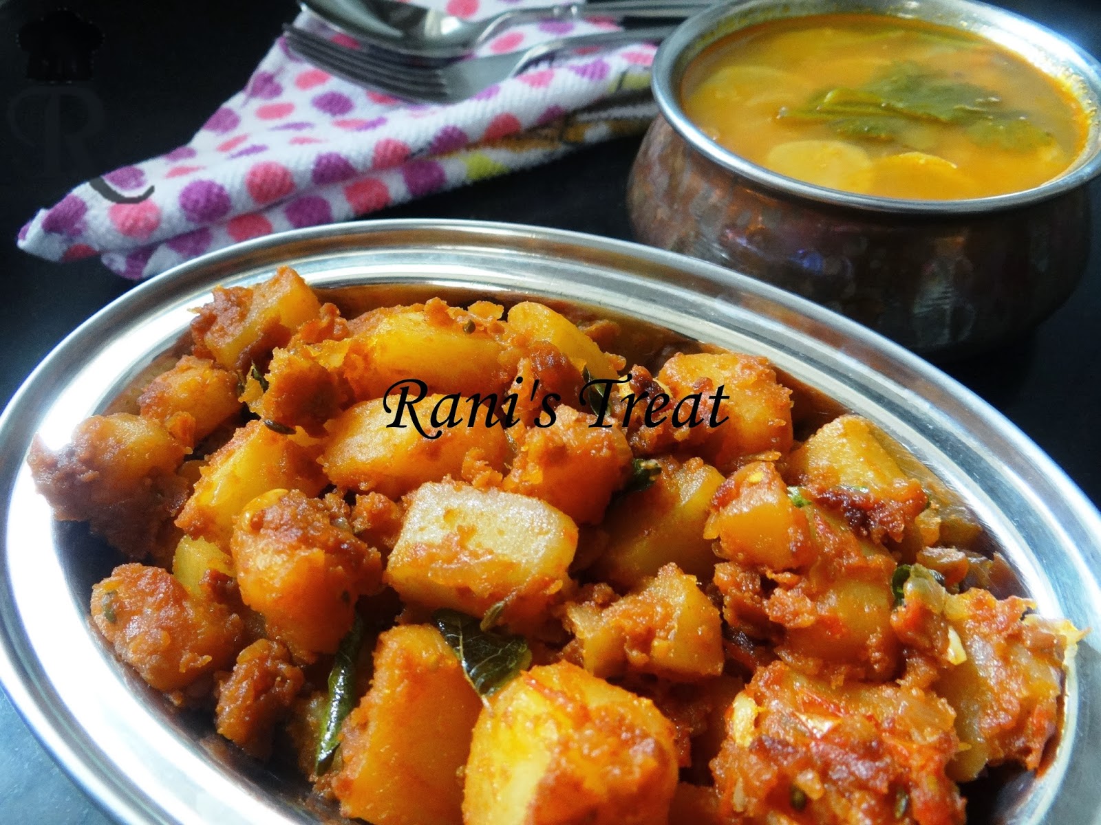 Rani's Treat: Yummy Lunch Combo - Potato Fry/Aloo Fry with Radish Sambar