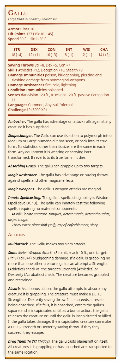 Sublanarya & Tales of the Tytanyan Age: Monster Mash: G is for Gallu!