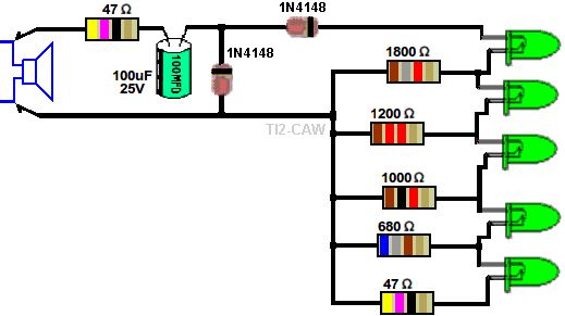 * PX Barão Vermelho: Esquema VU led simples.