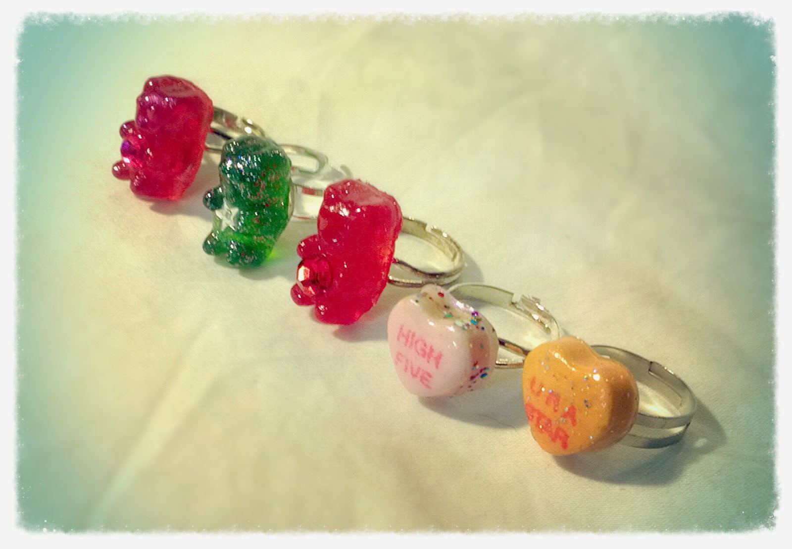 Candy Rings made from real gummy bears and candy hearts