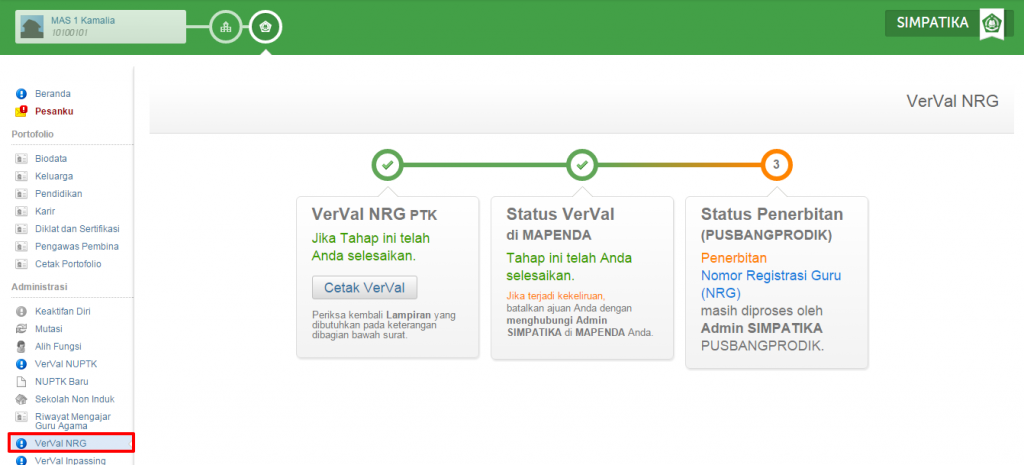 Cara Pengajuan NRG Baru di Simpatika Bagi Guru Madrasah