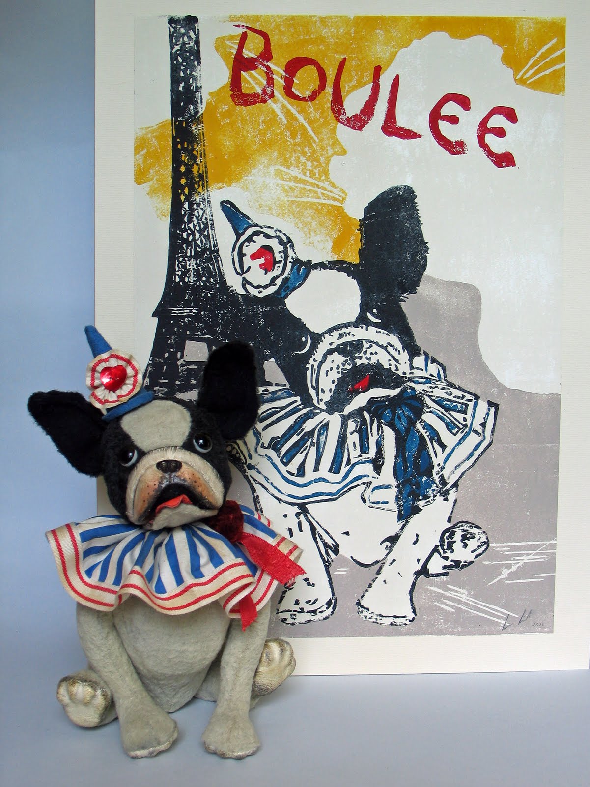 Lino cut print of *Boulee* by Simon Strethill-Smith