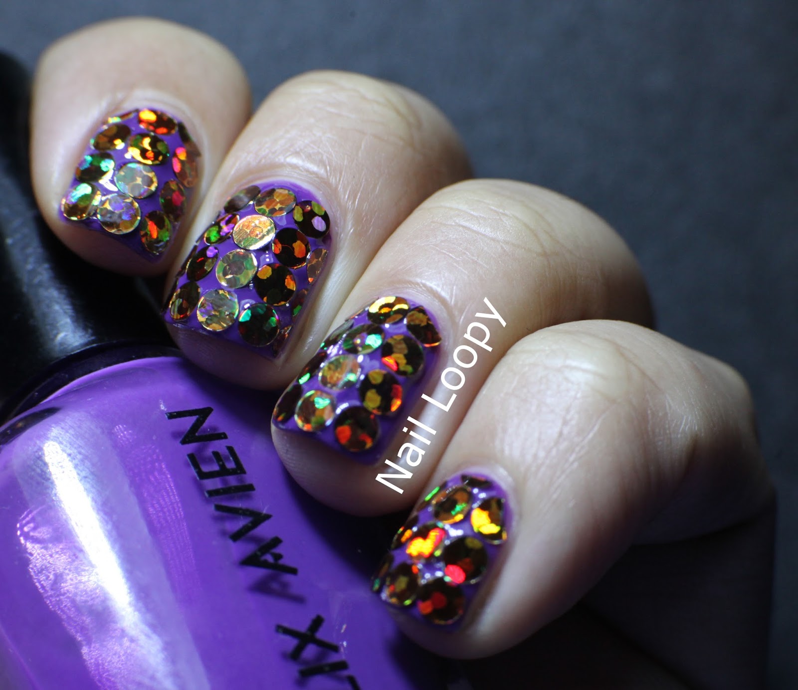 nail loopy: PURPLE & TOFFEE HOLOGRAPHIC SPARKLY GLITTER PLACEMENT NAILS :)