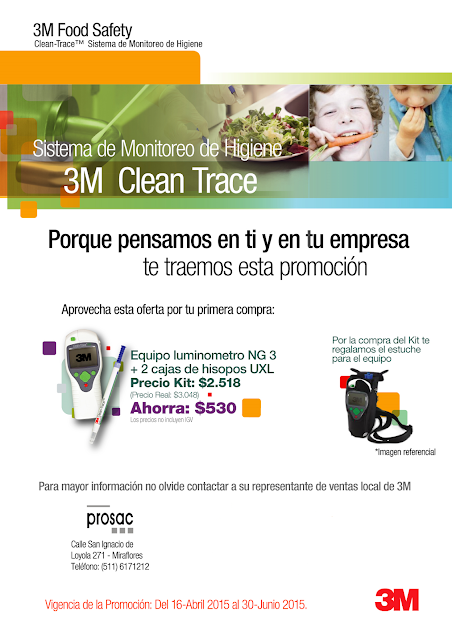 Distribuidor 3M Perú Prosac: Promoción Luminómetro Clean Trace 3M Perú