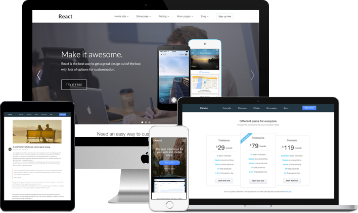 Templates Bootstrap: Download React - Business Bootstrap Theme