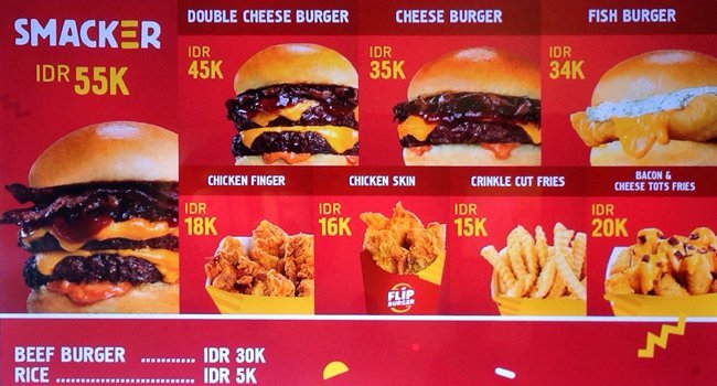 Harga Menu Flip Burger Terbaru 2017