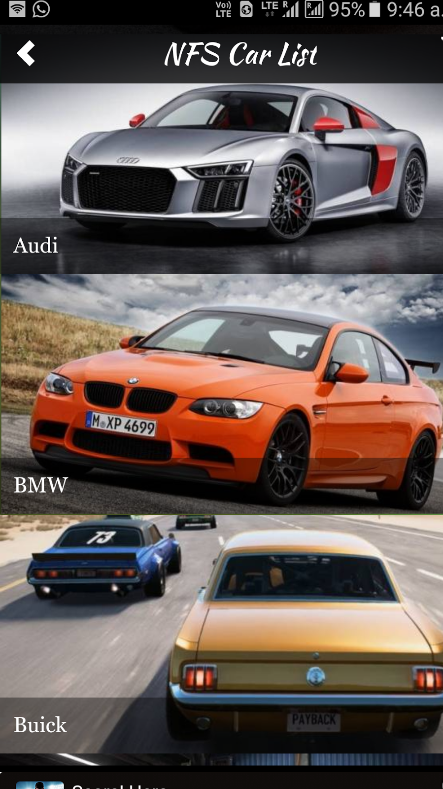 Need For Speed Car List