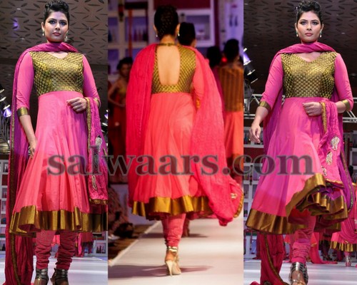 Back Neck Salwar in Anarkali Patterned - Indian Dresses