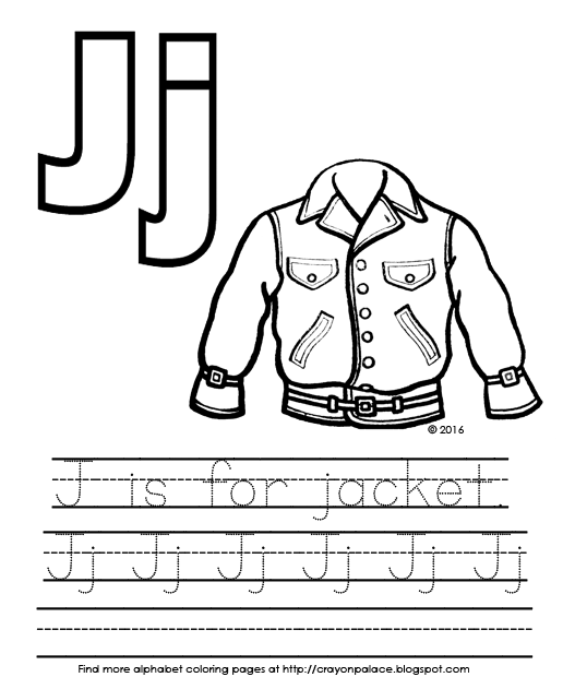 Crayon Palace: "J is For Jacket" alphabet coloring page