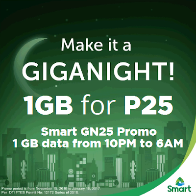 Smart GigaNight GN25 : 1GB Surfing from 10PM to 6AM For Only 25 Pesos ...