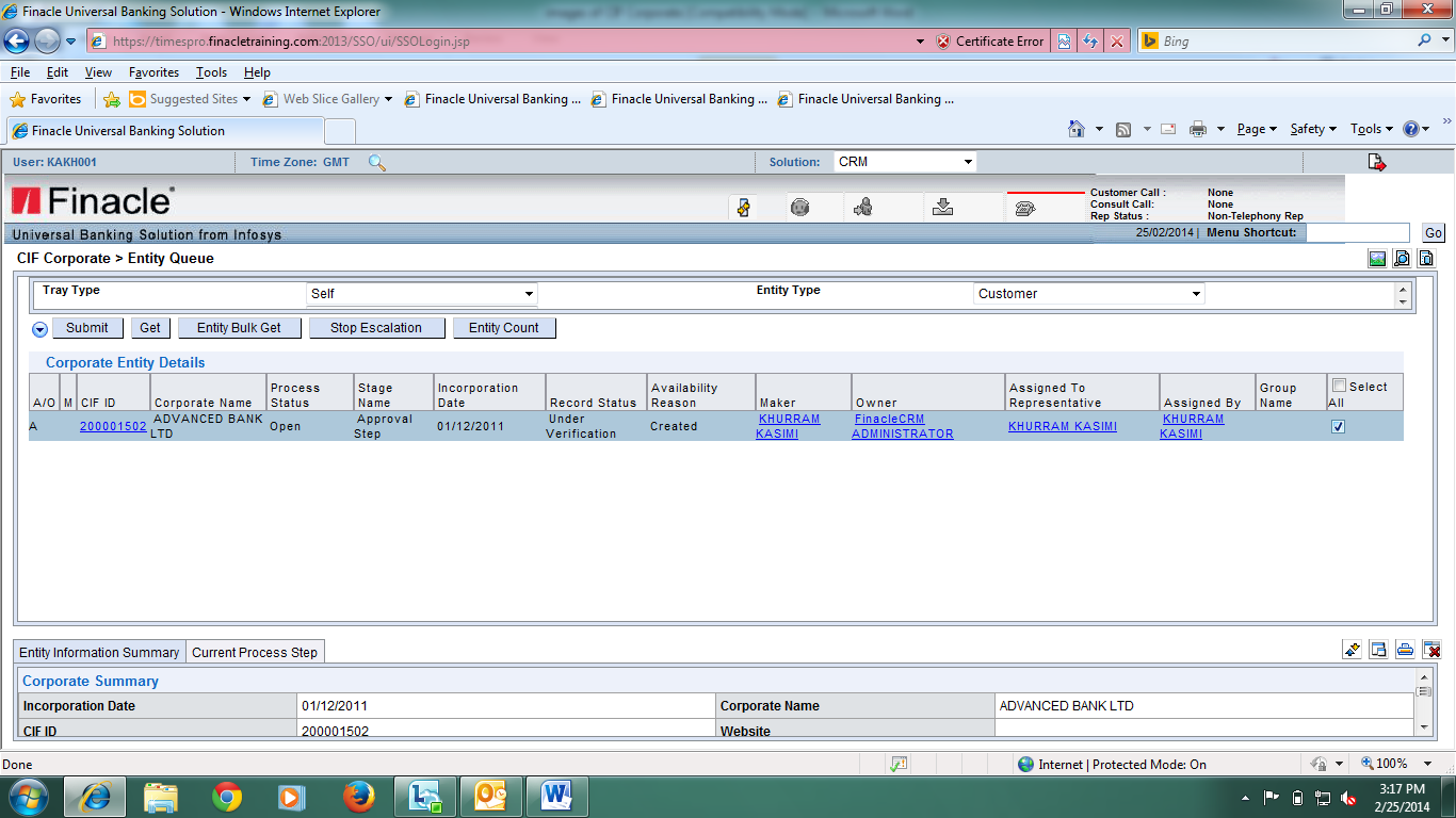 Finacleopedia: Creating CIF Corporate
