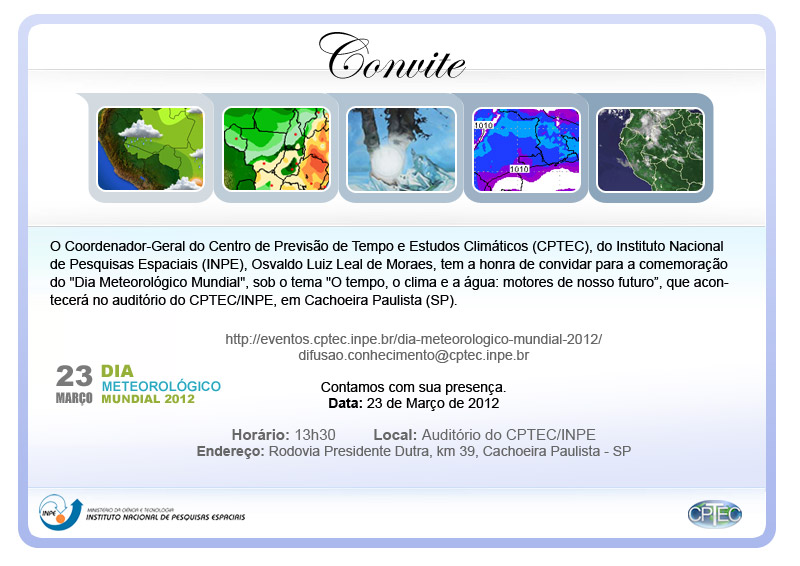 CPTEC Convida Blog para Evento do Dia Meteor. Mundial