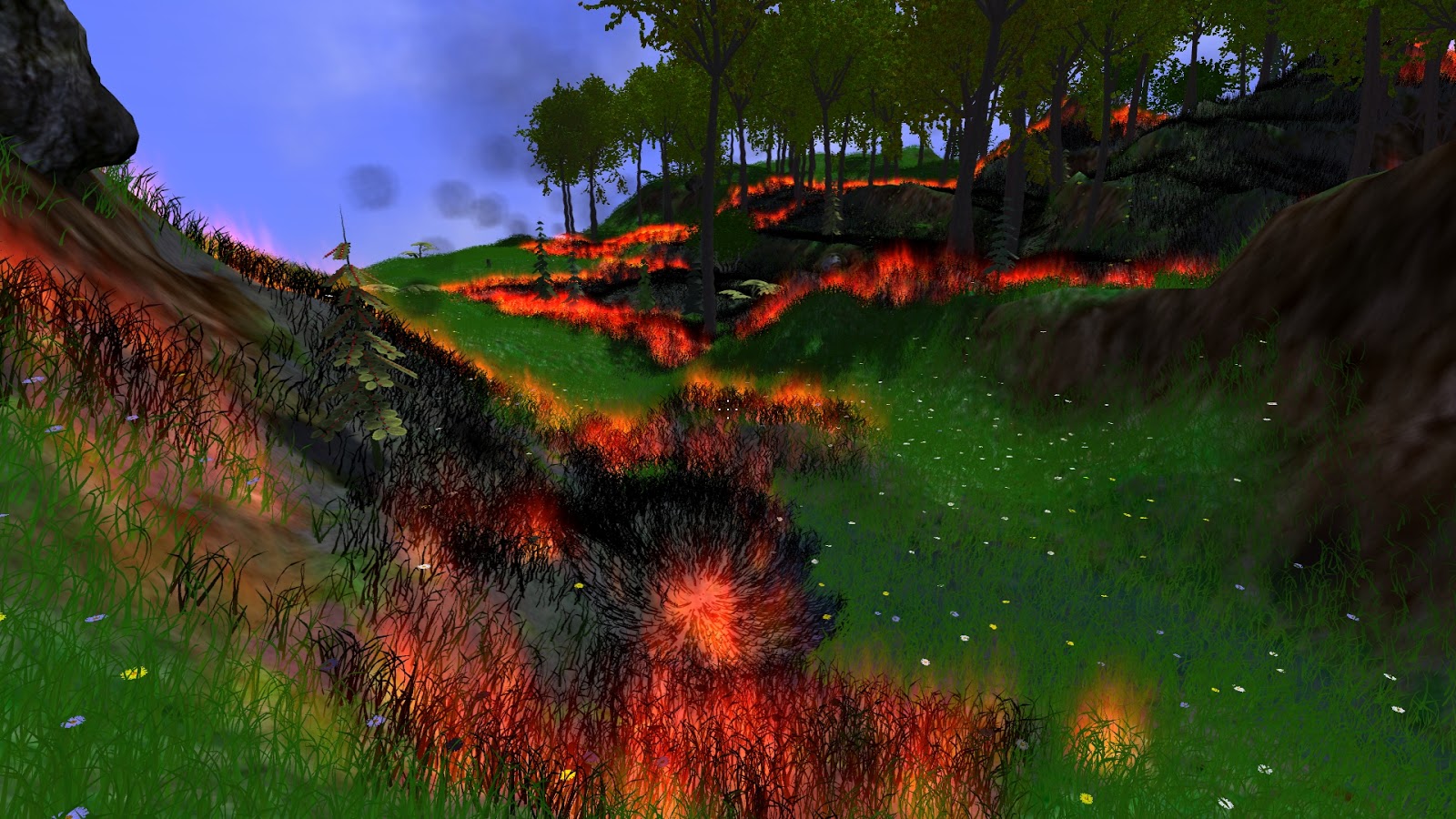 3DWorld: Grass Fire Simulation and Rendering